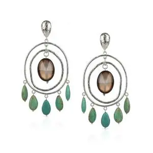 JAREDJAMIN Sonora Agate & Turquoise Howlite Chandelier Drop Post Earrings - Silver