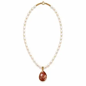 ORIGIN OF HEARTS Freshwater Pearl Pendant Necklace - Gold/pink