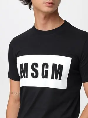 MSGM Short-sleeved Cotton T-shirt With Front Logo Print