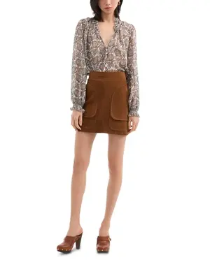 Veronica Beard Norwood Leather Mini Skirt - Whisky