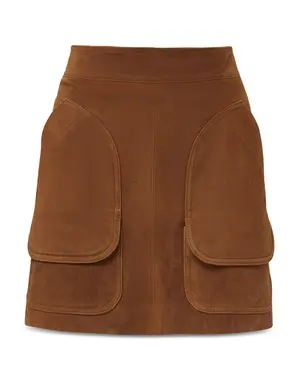Veronica Beard Norwood Leather Mini Skirt - Whisky