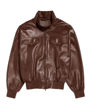 Balenciaga High Collar Bomber In Castor - Casto Color