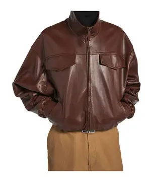 Balenciaga High Collar Bomber In Castor