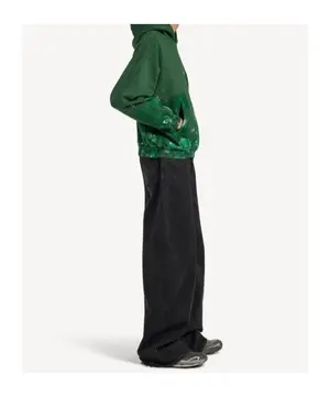Balenciaga Paint Splatter Medium Fit Hoodie In Bottle Green - Dark Green
