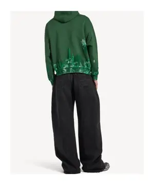 Balenciaga Paint Splatter Medium Fit Hoodie In Bottle Green - Dark Green