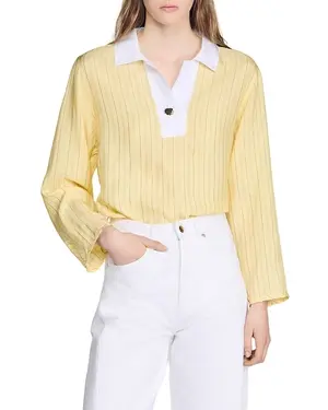 Sandro Cotton Striped Shirt - Yellow