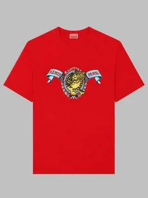 Kenzo Cotton T-shirt With Jumping Tiger Graphic - Red