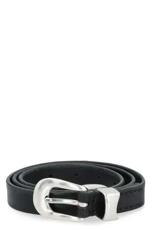 Our Legacy Leather Belt With Statement Buckle - Black