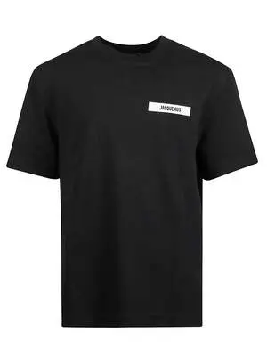 Jacquemus Front Logo Short Sleeve Crew Neck T-shirt - Black