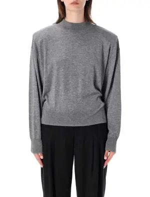 THE FRANKIE SHOP Mock Neck Knit Sweater - Grigio