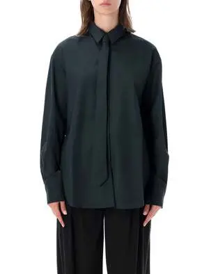 THE FRANKIE SHOP Tie-neck Long Sleeve Button-up Shirt - Verde