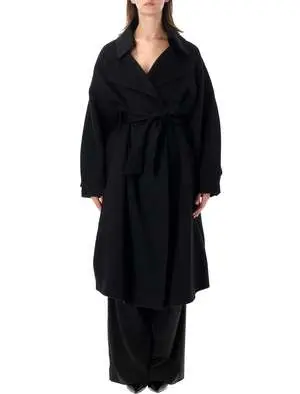 THE FRANKIE SHOP Oversized Belted Wool-blend Coat - Nero