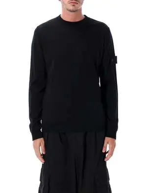 Stone Island Crewneck Wool-blend Sweater - Nero