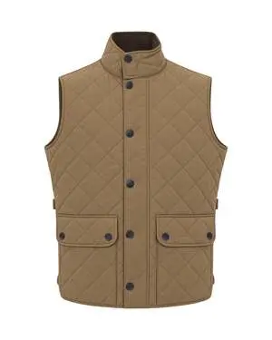 Barbour Quilted Puffer Vest With Snap Front - Sandstone