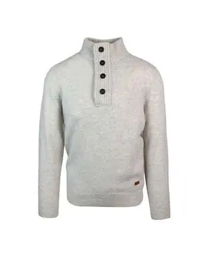 Barbour Quarter-button Mock Neck Wool Sweater - Pearl