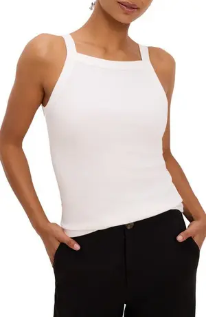 NIC+ZOE Square Neck Tank Top - Paper White