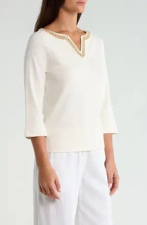 Tommy Bahama Ashby Isles Soutache Split Neck Top