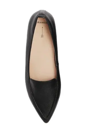 FRANKIE4 Briar Leather Pointed Toe Skimmer Flats - Black Tumbled