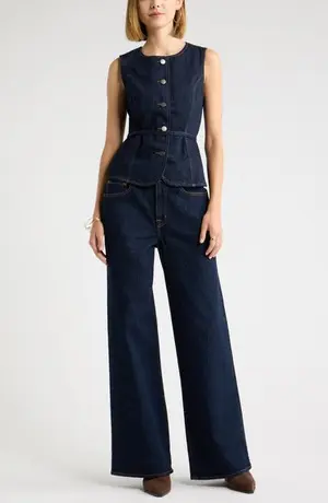 Treasure & Bond Tie Waist Denim Vest