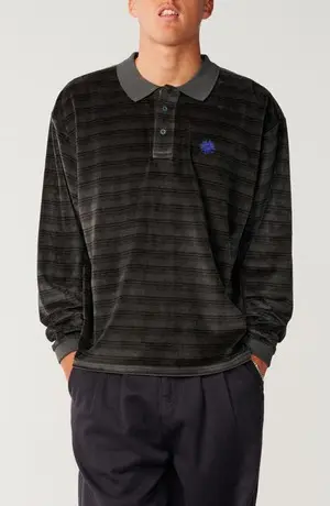 Rip Curl Disorder Stripe Long Sleeve Velour Polo