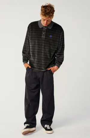 Rip Curl Disorder Stripe Long Sleeve Velour Polo