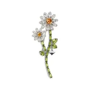Prada Floral Design Pin Fastening Brooch - Silver