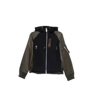 Sacai Navy Blue Contrast Paneling Bomber Jacket