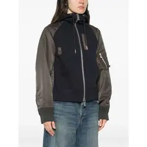 Sacai Navy Blue Contrast Paneling Bomber Jacket
