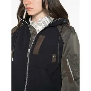 Sacai Navy Blue Contrast Paneling Bomber Jacket
