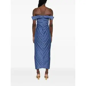 Cult Gaia Pleated Off-shoulder Sweetheart Neck Dress