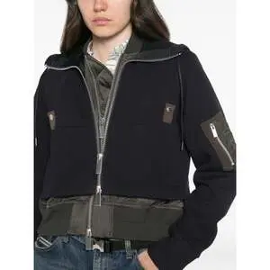Sacai Navy Blue Layered Bomber Jacket