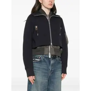 Sacai Navy Blue Layered Bomber Jacket