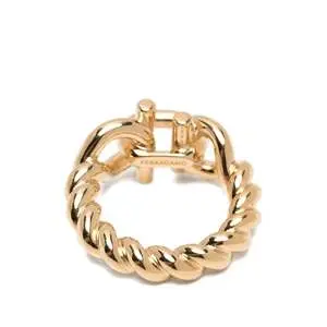FERRAGAMO Gancini Plaque Chain Link Ring