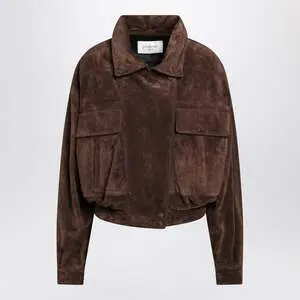 Saint Laurent Vintage Suede Leather Jacket In Ebony