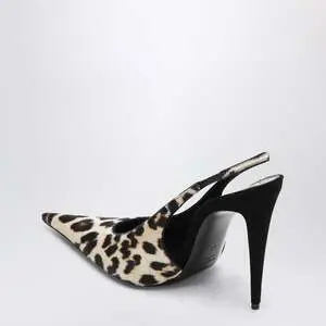 Saint Laurent Guermantes Leopard-print Slingback Pumps - Black