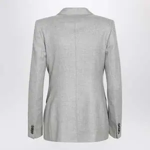 Tagliatore Double-breasted Pearl Grey Jacket In Wool And Cashmere - Gray