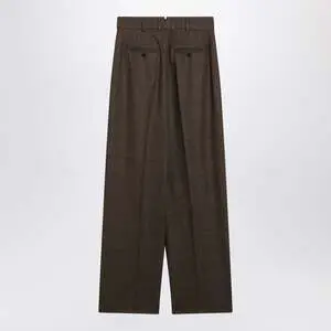 Loro Piana Brown Check-pattern Trousers In Wool And Cashmere