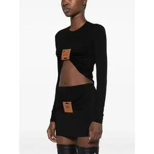 JEAN PAUL GAULTIER Long Sleeve Top With Draped Detail - Black