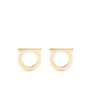 FERRAGAMO Gancini Plaque Stud Earrings - Gold