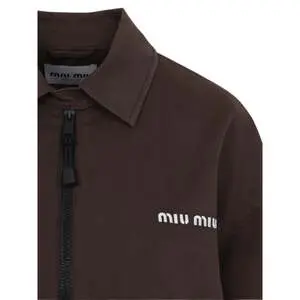 Miu Miu Oversized Gabardine Blouson Jacket - Brown