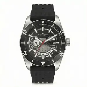 KENNETT WATCHES & ACCESSORIES Kennett Viktor Automatic Watch With Fkm Waffle Strap - Black