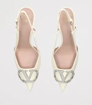 Valentino Garavani Leather Vlogo Slingback Pumps 80