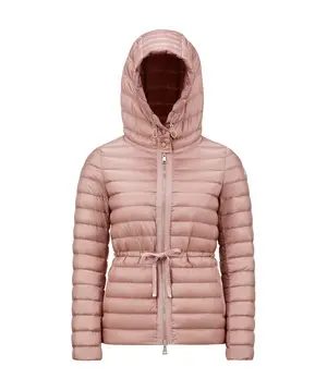 Moncler Raie Short Down Jacket With Drawstring Hood And Waist - Light Pink