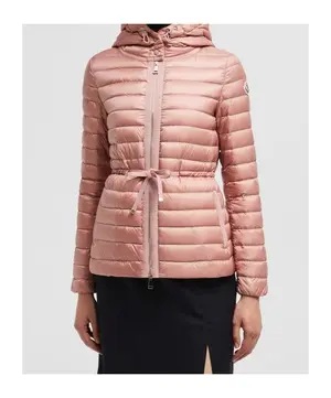 Moncler Raie Short Down Jacket With Drawstring Hood And Waist - Light Pink
