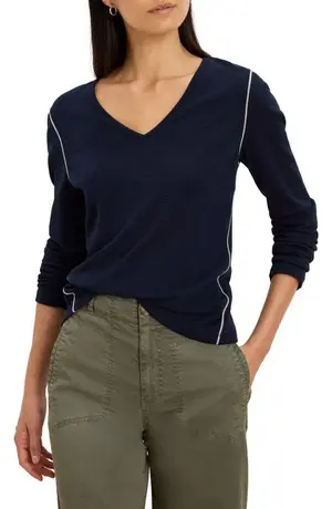 NIC+ZOE Cotton & Modal Long Sleeve T-shirt - Dark Indigo