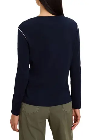 NIC+ZOE Cotton & Modal Long Sleeve T-shirt - Dark Indigo