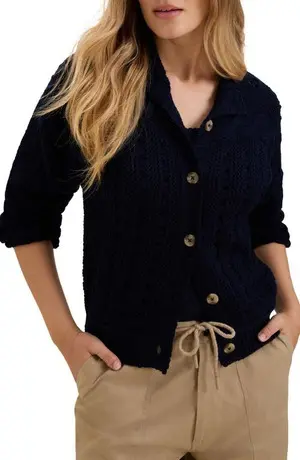 NZ BY NIC AND ZOE Cable Knit Cardigan - Dark Indigo