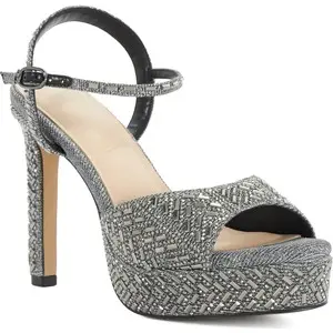 Dune London Embellished Ankle Strap Platform Sandals - Pewter
