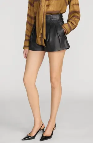 FRAME The Structural Leather Shorts