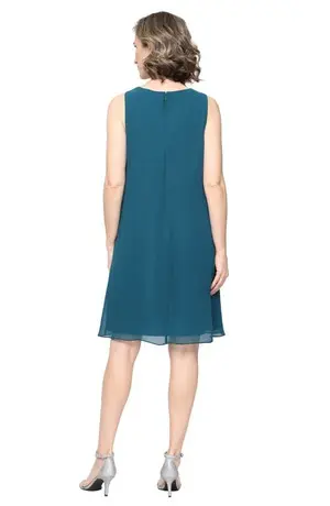 SL FASHIONS Sleeveless Chiffon Dress With Beaded Jacket